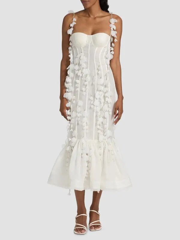 Zimmermann Dawning Petal Linen-silk Midi-dress