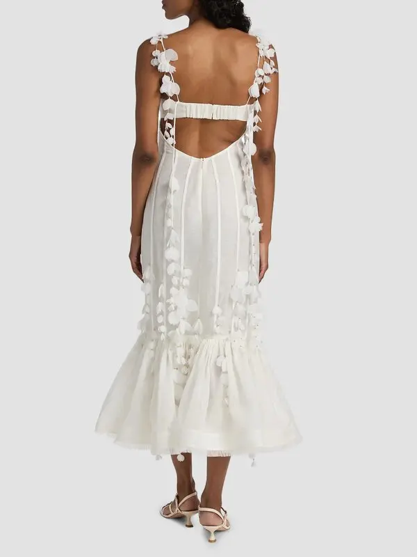 Zimmermann Dawning Petal Linen-silk Midi-dress