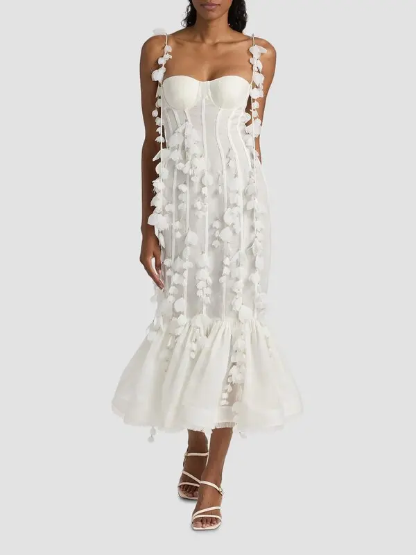 Zimmermann Dawning Petal Linen-silk Midi-dress