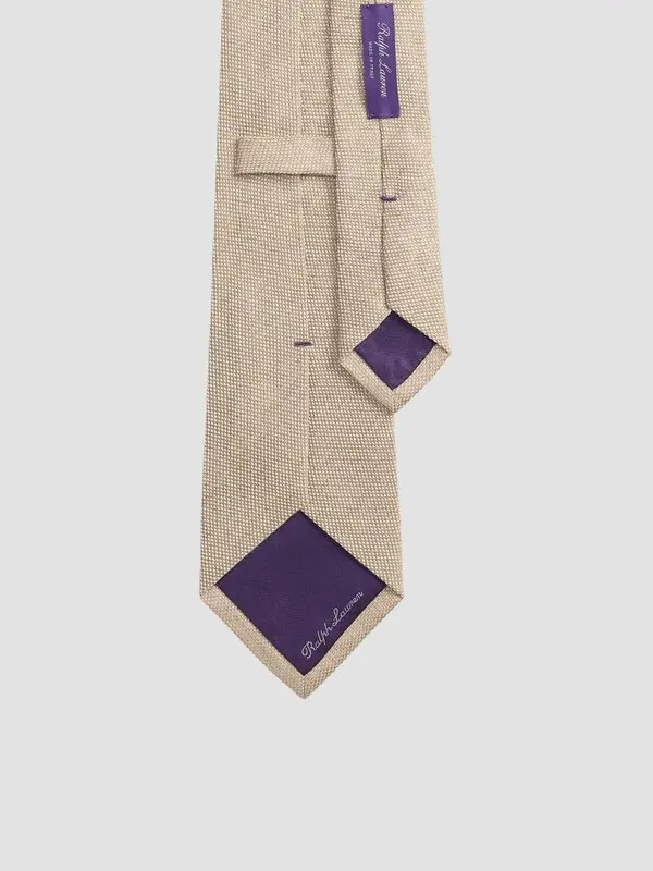 Ralph Lauren Purple Label Woven Silk-linen Tie - Champagne