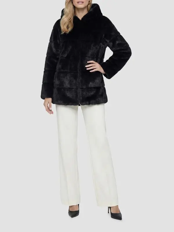 LYLA GRANT Mink Coat With Hood - Black