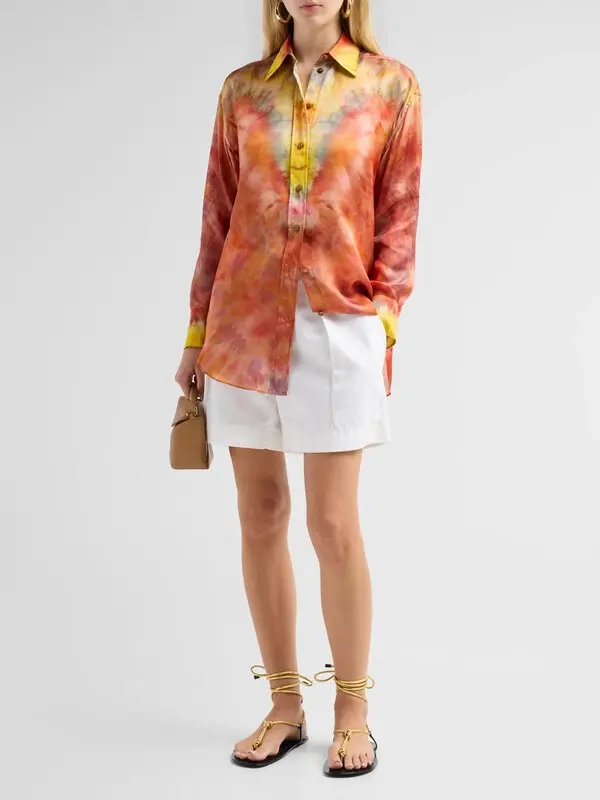 Zimmermann Alchemy Tie-dye Silk Satin Shirt