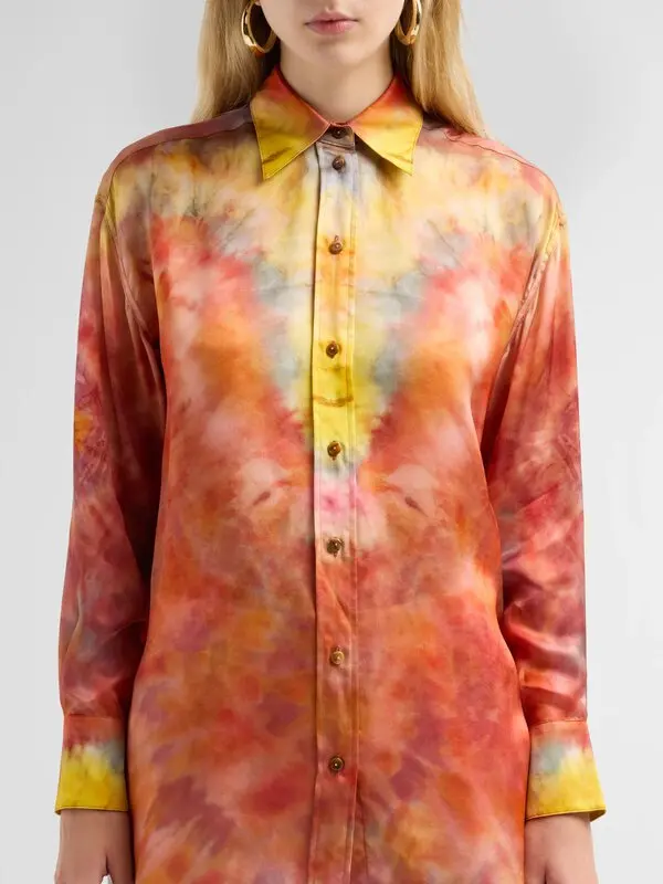 Zimmermann Alchemy Tie-dye Silk Satin Shirt