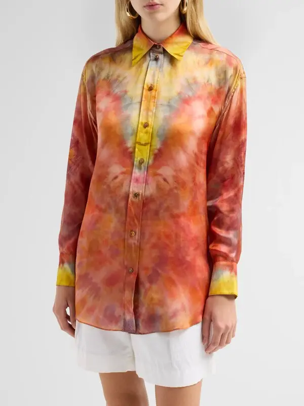 Zimmermann Alchemy Tie-dye Silk Satin Shirt