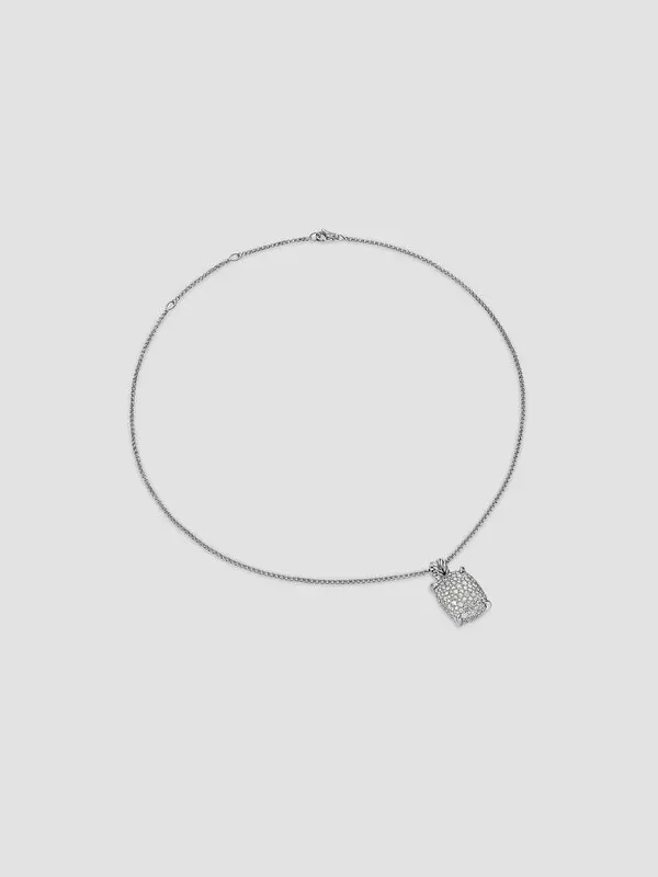 David Yurman Chatelaine Elongated Pendant Necklace In Sterling Silver With Diamonds, 19mm