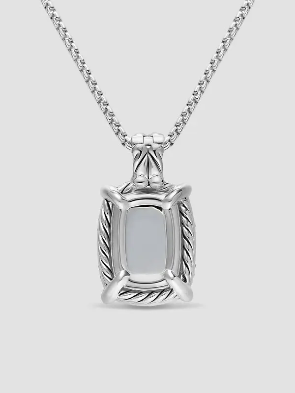 David Yurman Chatelaine Elongated Pendant Necklace In Sterling Silver With Diamonds, 19mm