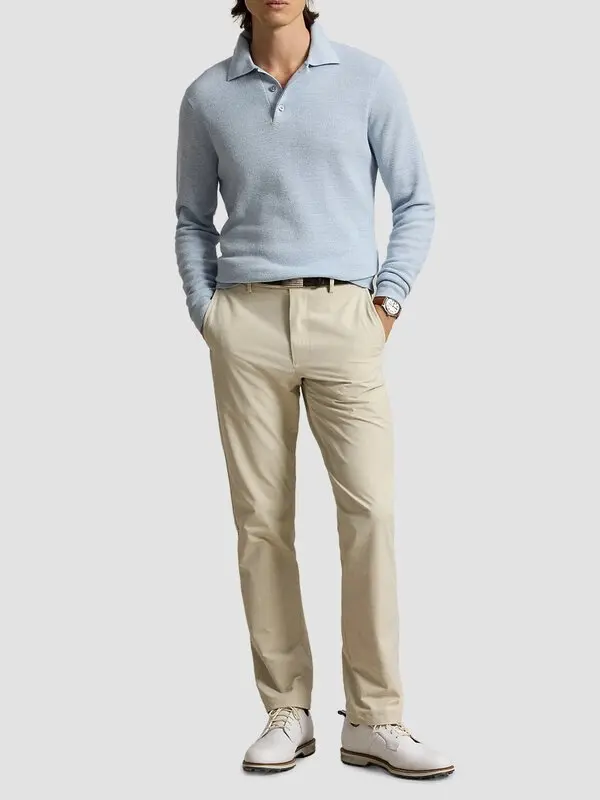 Polo Ralph Lauren Striped Performance Wool-blend Polo Sweater - Blue Combo