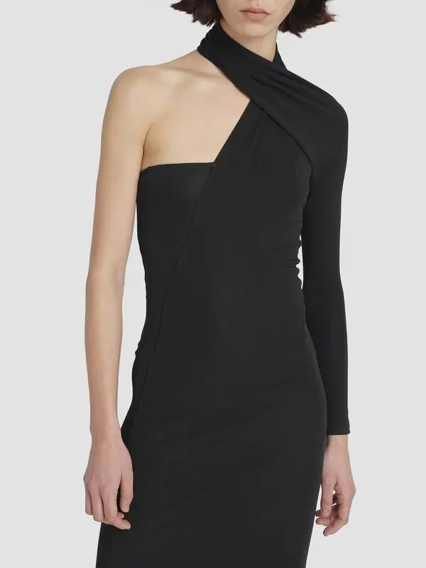 COURREGES One-shoulder Crepe Jersey Gown