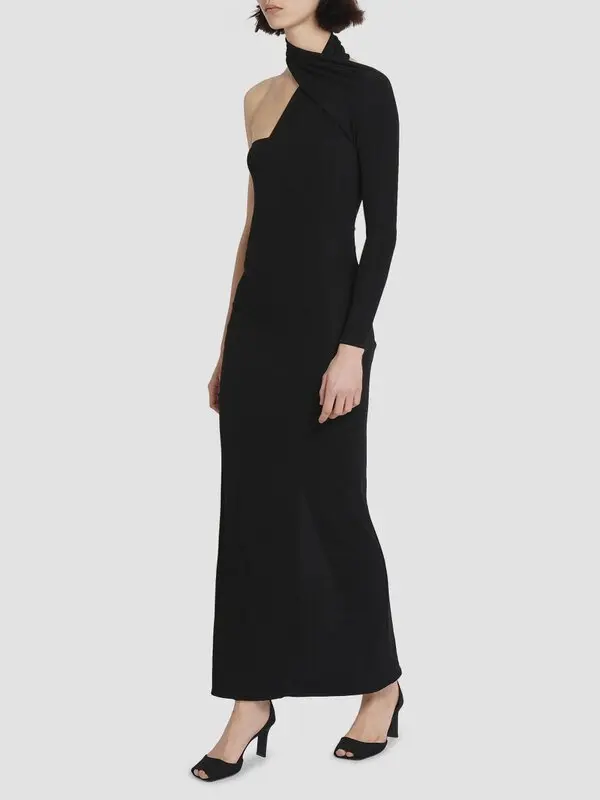 COURREGES One-shoulder Crepe Jersey Gown