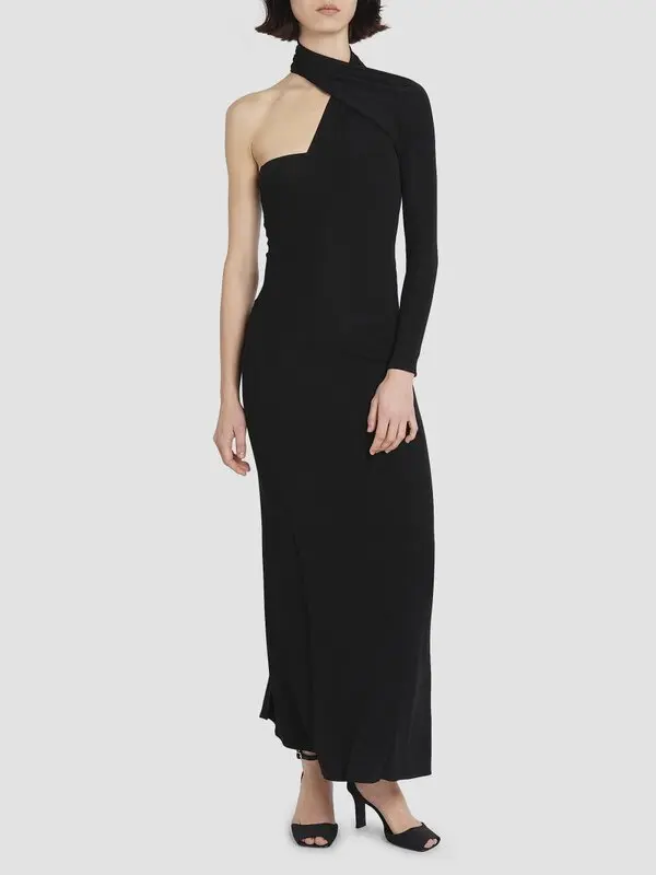 COURREGES One-shoulder Crepe Jersey Gown