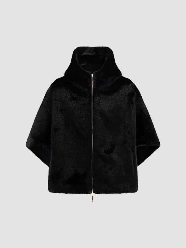 LYLA GRANT Faux Fur Mink Coat, Hood - Black