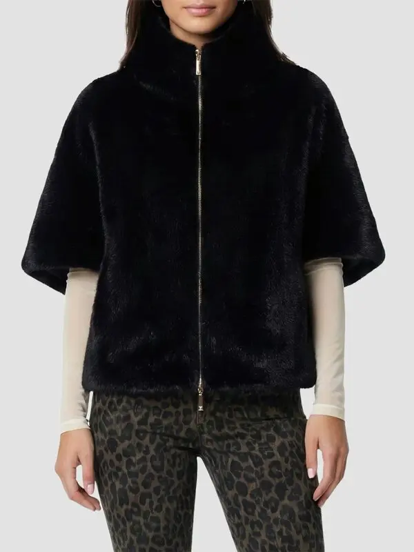 LYLA GRANT Faux Fur Mink Coat, Hood - Black