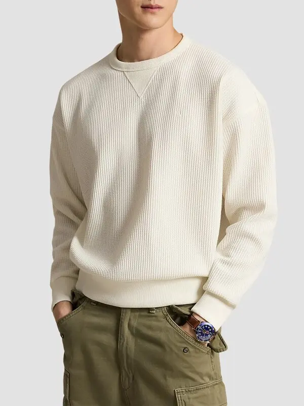 Polo Ralph Lauren Waffle-knit Sweatshirt - Trophy Cream