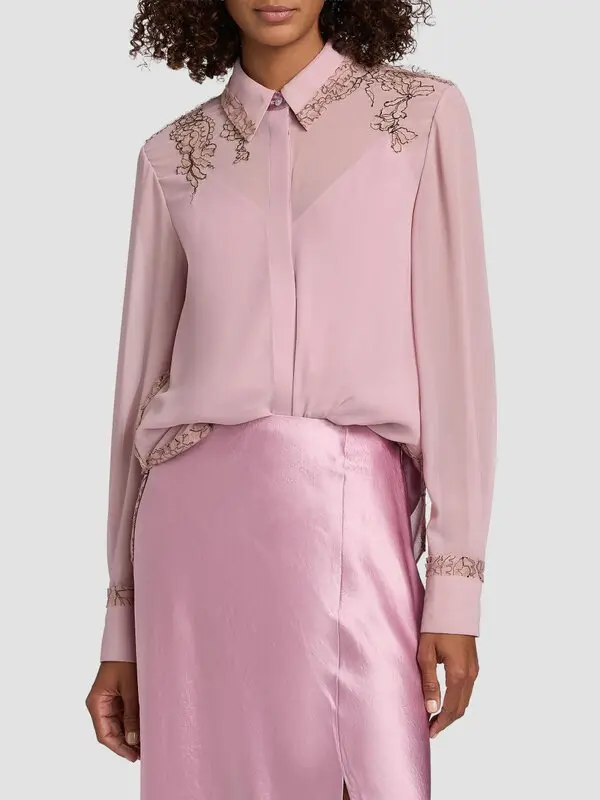 JASON WU Lace-detailed Crepe Chiffon Shirt