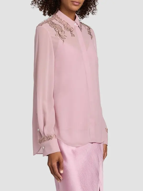JASON WU Lace-detailed Crepe Chiffon Shirt