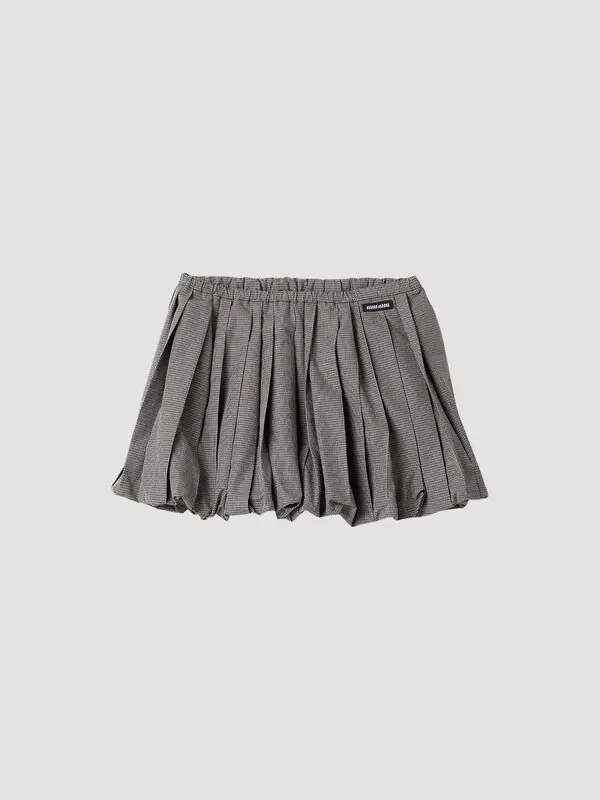 Miu Miu Pleated Gingham Check Skirt - Grey