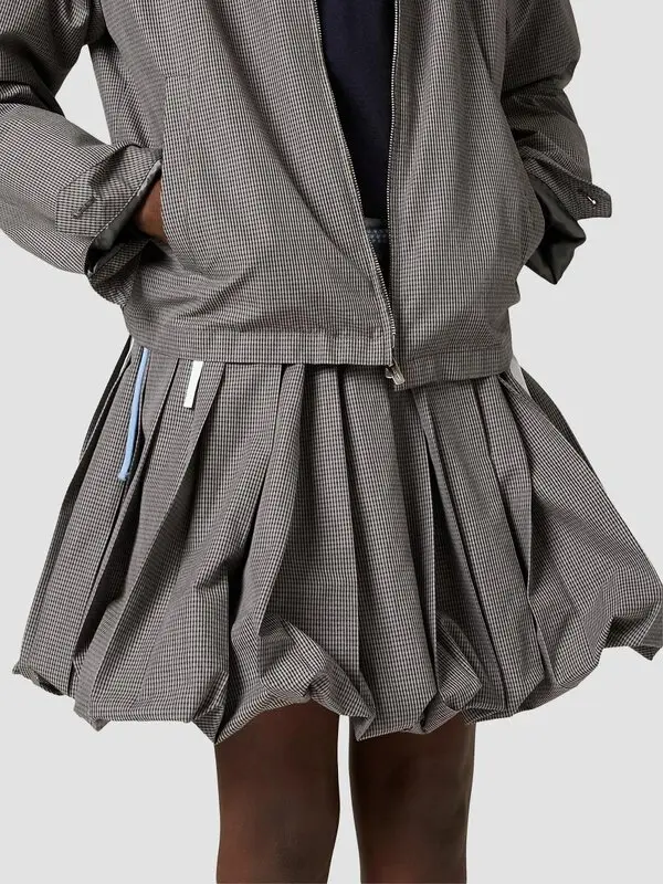 Miu Miu Pleated Gingham Check Skirt - Grey