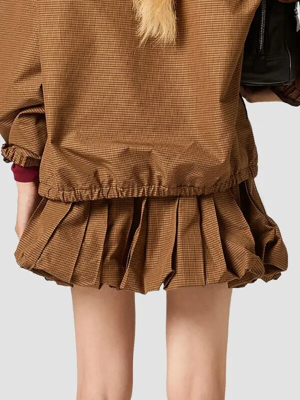 Miu Miu Pleated Gingham Check Mini Skirt