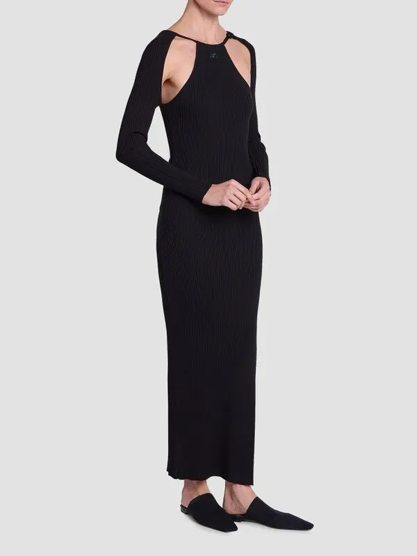 COURREGES Rib-knit Cut-out Maxi Dress