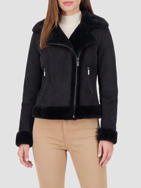 Gorski Merino Lamb Moto Zip Jacket - Black