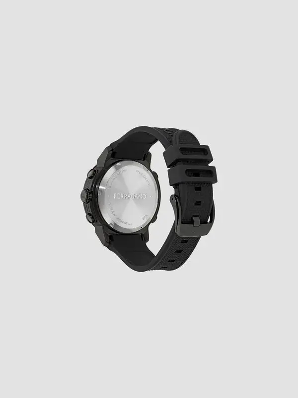 FERRAGAMO Ren Ip Gunmetal Stainless Steel & Silicone Strap Watch/43mm