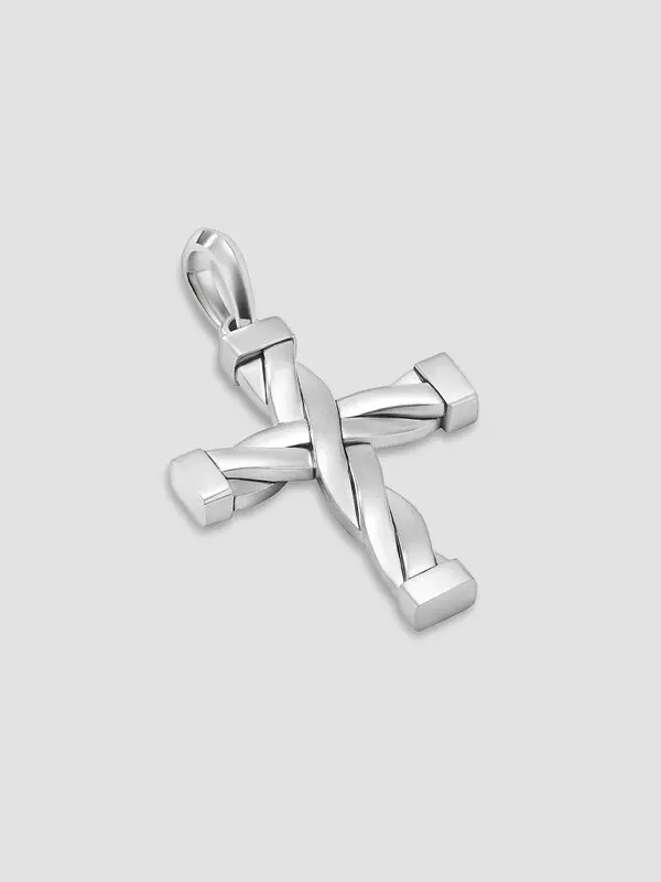 David Yurman Dy Helios Cross Pendant In Sterling 48mm