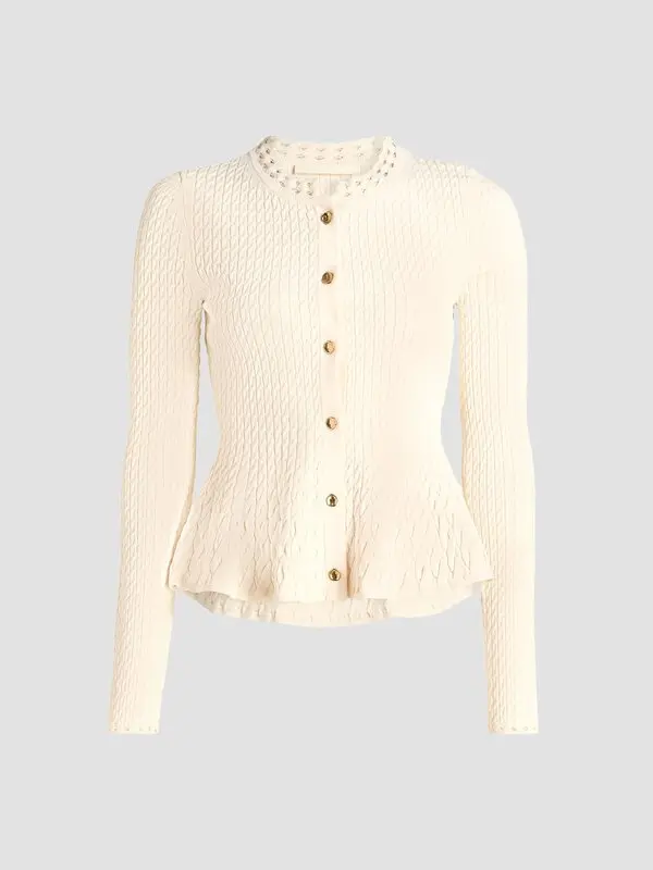 JASON WU Cable-knit Peplum Cardigan