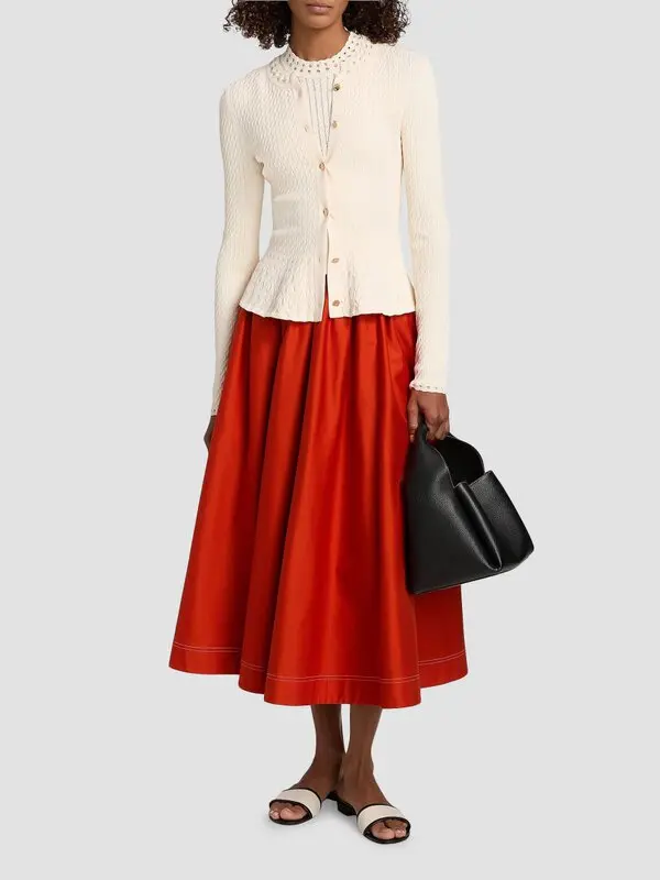 JASON WU Cable-knit Peplum Cardigan