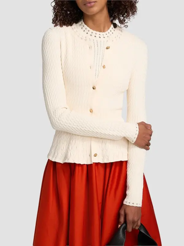 JASON WU Cable-knit Peplum Cardigan