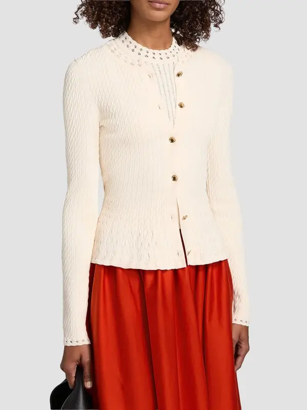 JASON WU Cable-knit Peplum Cardigan