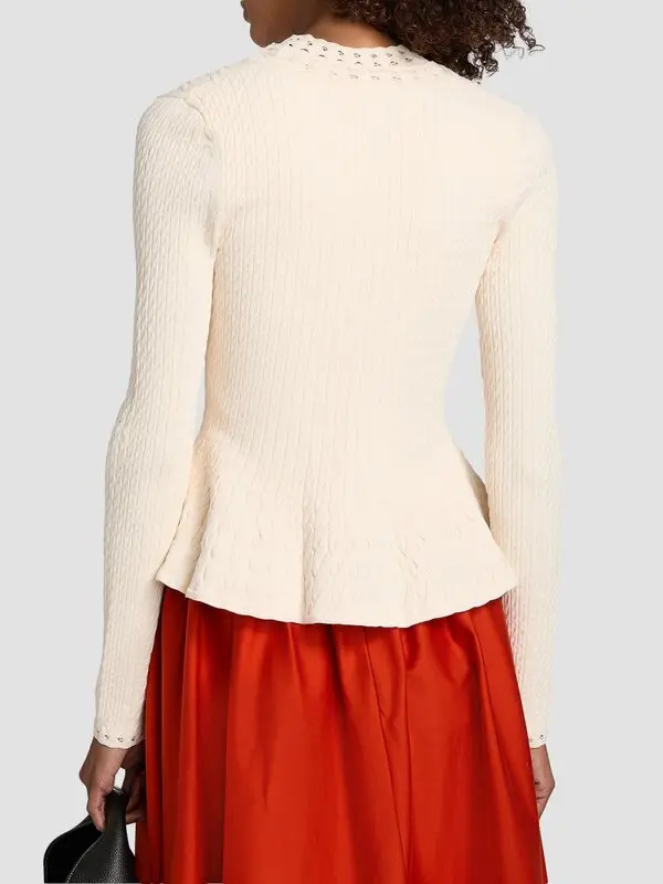 JASON WU Cable-knit Peplum Cardigan