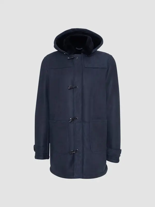 Gorski Embossed Merino Shearling Lamb Jacket - Navy