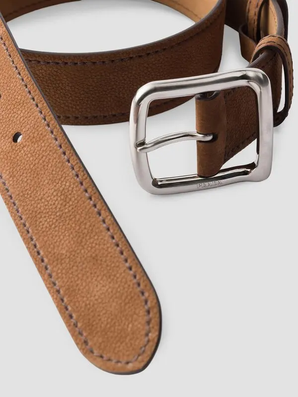 Prada Nubuck Leather Belt - Brown