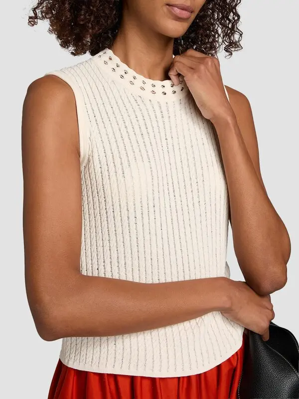 JASON WU Cable-knit Sleeveless Top - Plaster