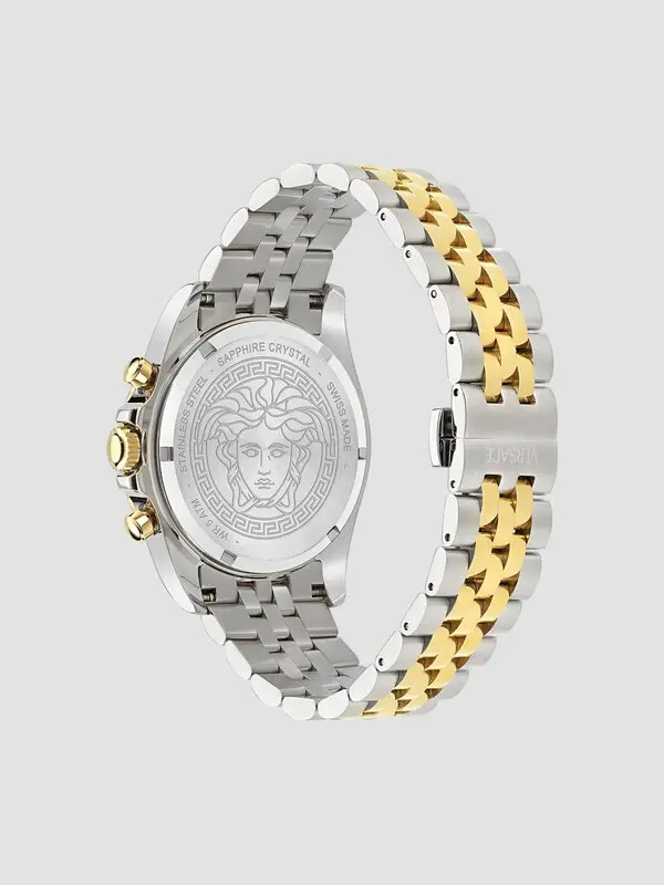 Versace Greca Chrono Wave Two-tone Stainless-steel Bracelet Watch/43mm