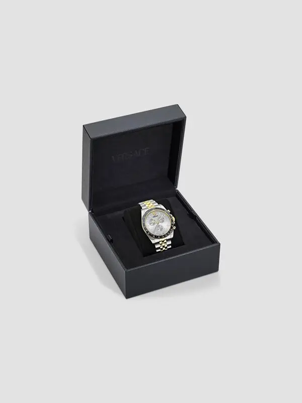 Versace Greca Chrono Wave Two-tone Stainless-steel Bracelet Watch/43mm
