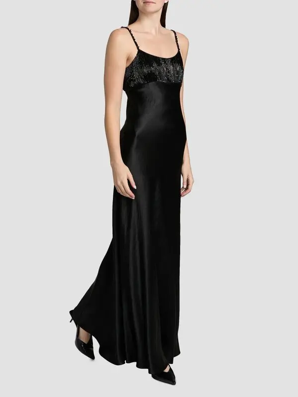 JASON WU Embellished Washed-twill Slip Gown