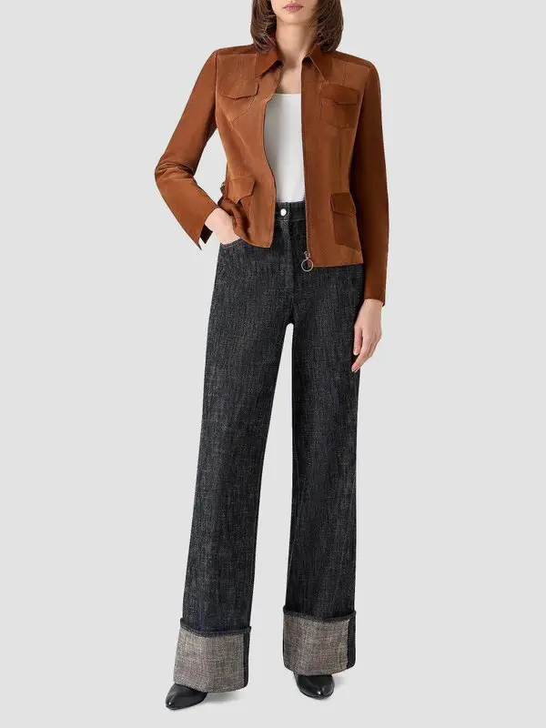 Akris Point Collar Suede Jacket