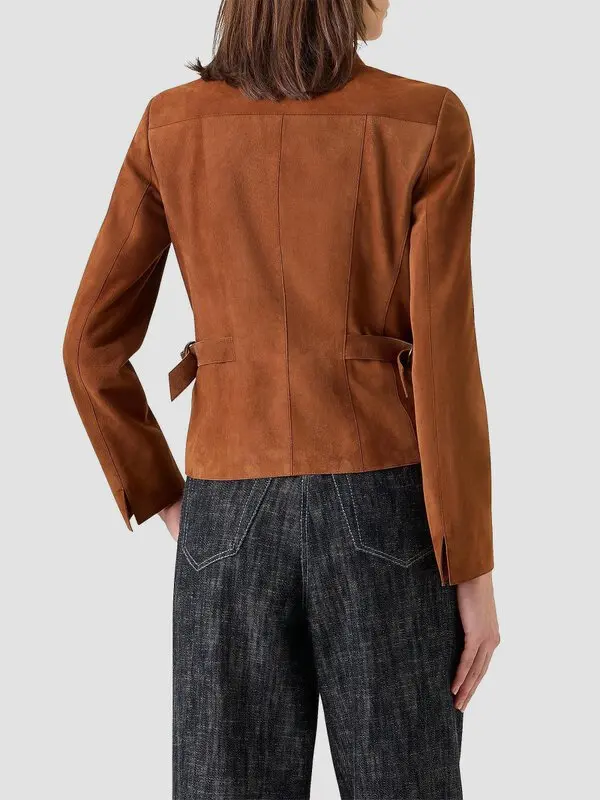 Akris Point Collar Suede Jacket