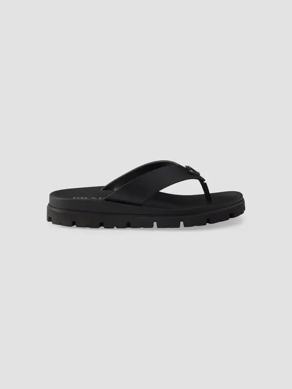 Prada Rubber Thong Sandals - Black