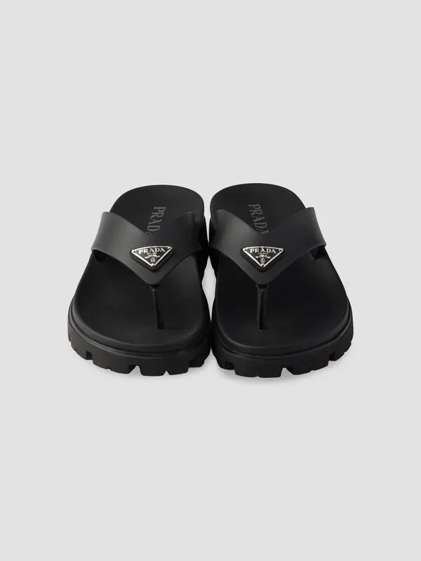 Prada Rubber Thong Sandals - Black