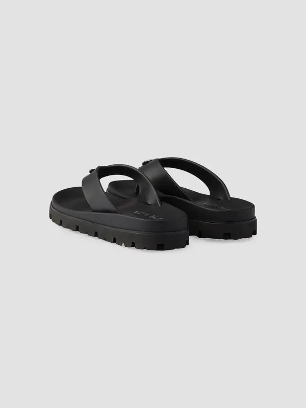 Prada Rubber Thong Sandals - Black