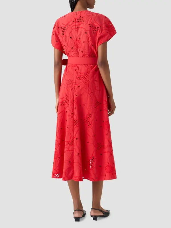 Akris Eyelet Embroidered Cotton Midi Dress
