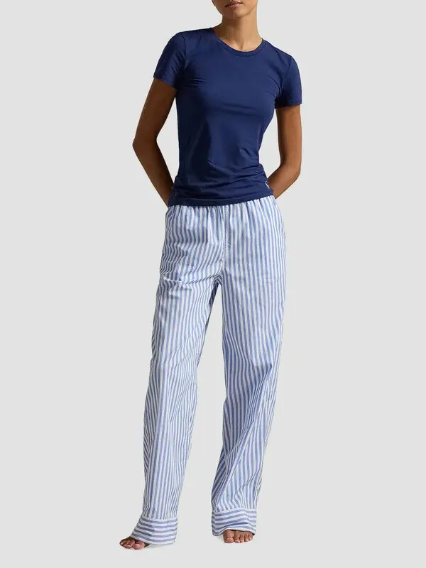 Polo Ralph Lauren Shirting Stripes Striped Cotton Pants - White Cloud Hydrangea