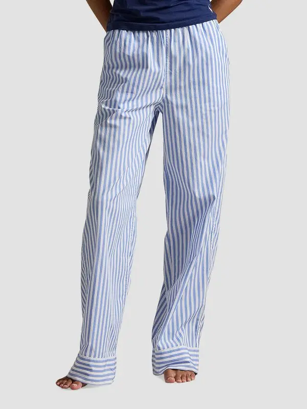 Polo Ralph Lauren Shirting Stripes Striped Cotton Pants - White Cloud Hydrangea