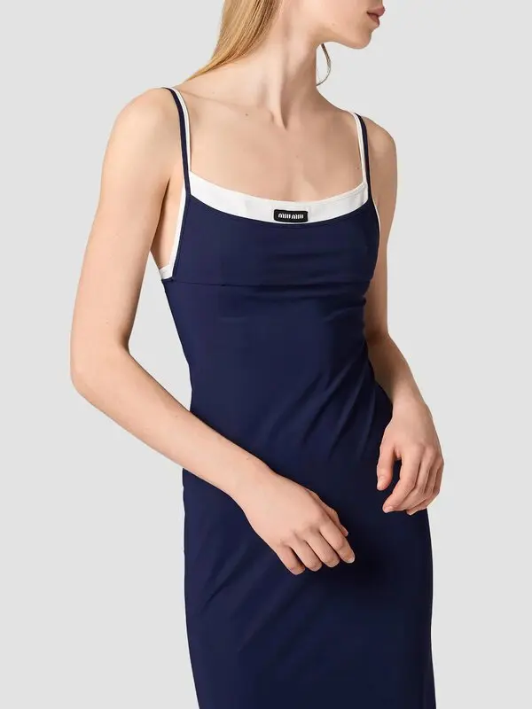 Miu Miu Stretch Jersey Midi Dress - Dark Blue