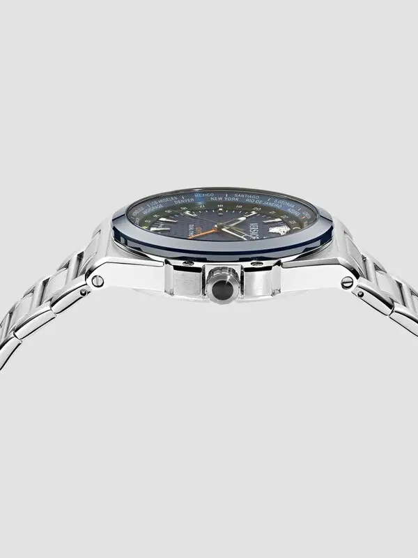 Versace Greca Reaction Gmt Stainless Steel Bracelet Watch/44mm
