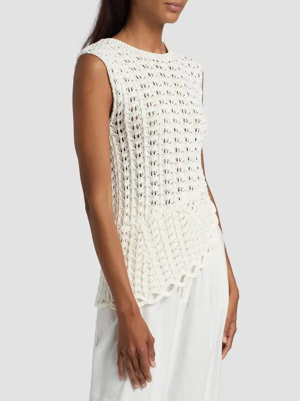 Loulou De Saison Saez Crochet Asymmetric Sleeveless Top