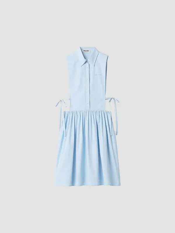 Miu Miu Poplin Side Tie Dress - Blue