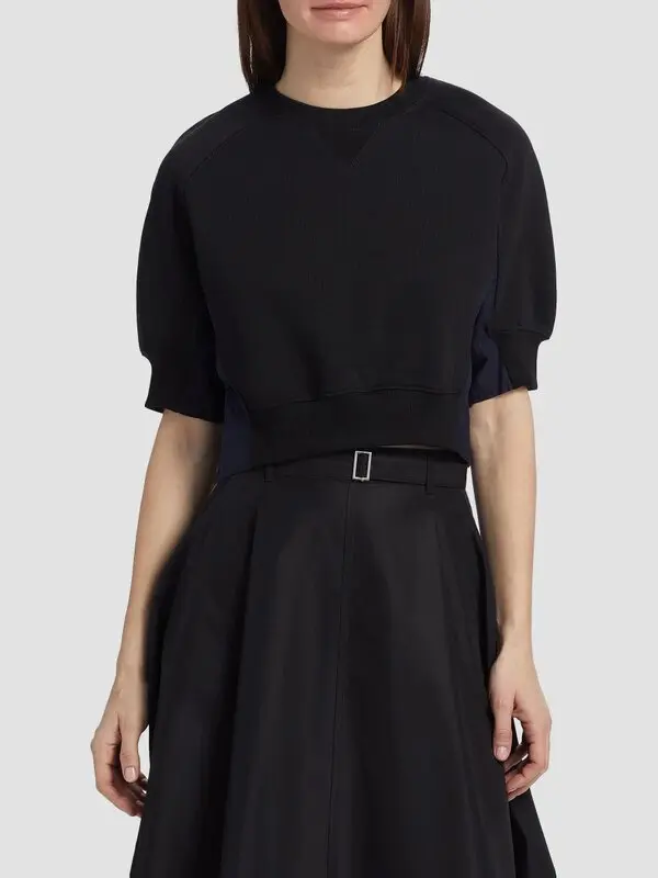 3.1 Phillip Lim Puff Sleeve Cropped Combo Sweatshirt
